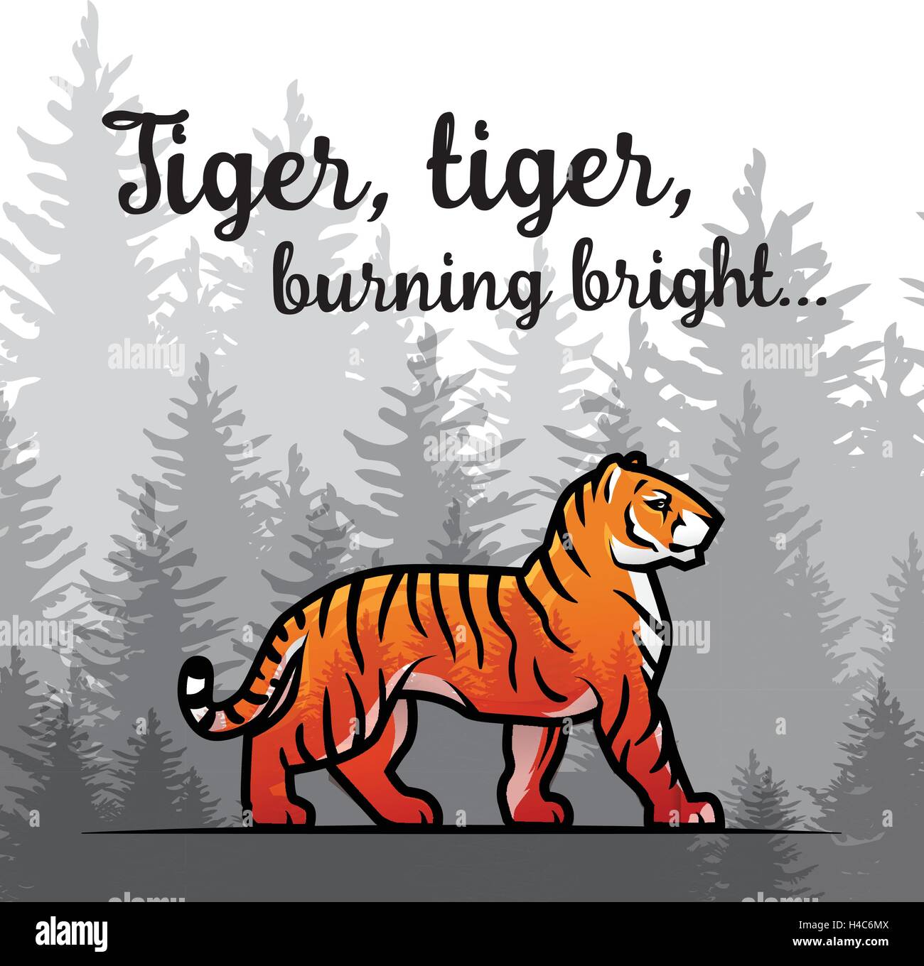 Tigre du Bengale dans la conception affiche la forêt. Double exposition ...