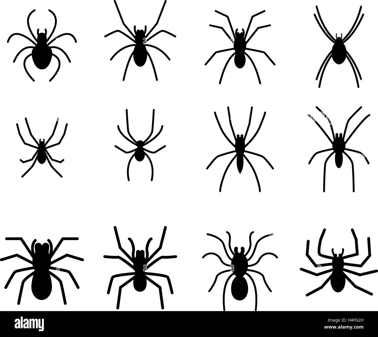 Ensemble de l'icône et le symbole silhouette araignée, vector Image ...