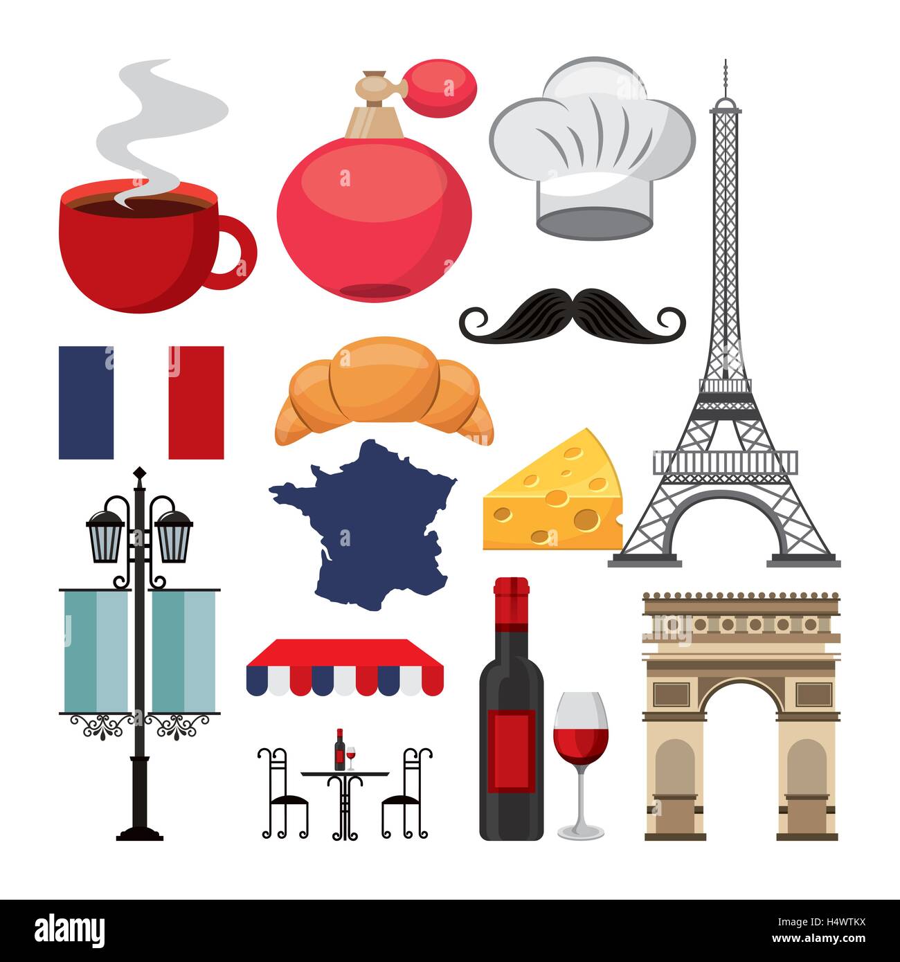 La culture française set icons Image Vectorielle Stock - Alamy