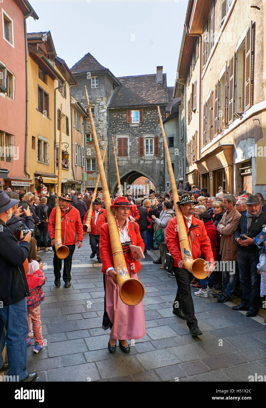 Les joueurs de cor des Alpes au cours de la Retour des Alpages festival ...