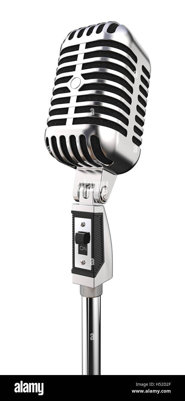 Vieux microphone pied argent Banque de photographies et d’images à haute résolution - Alamy