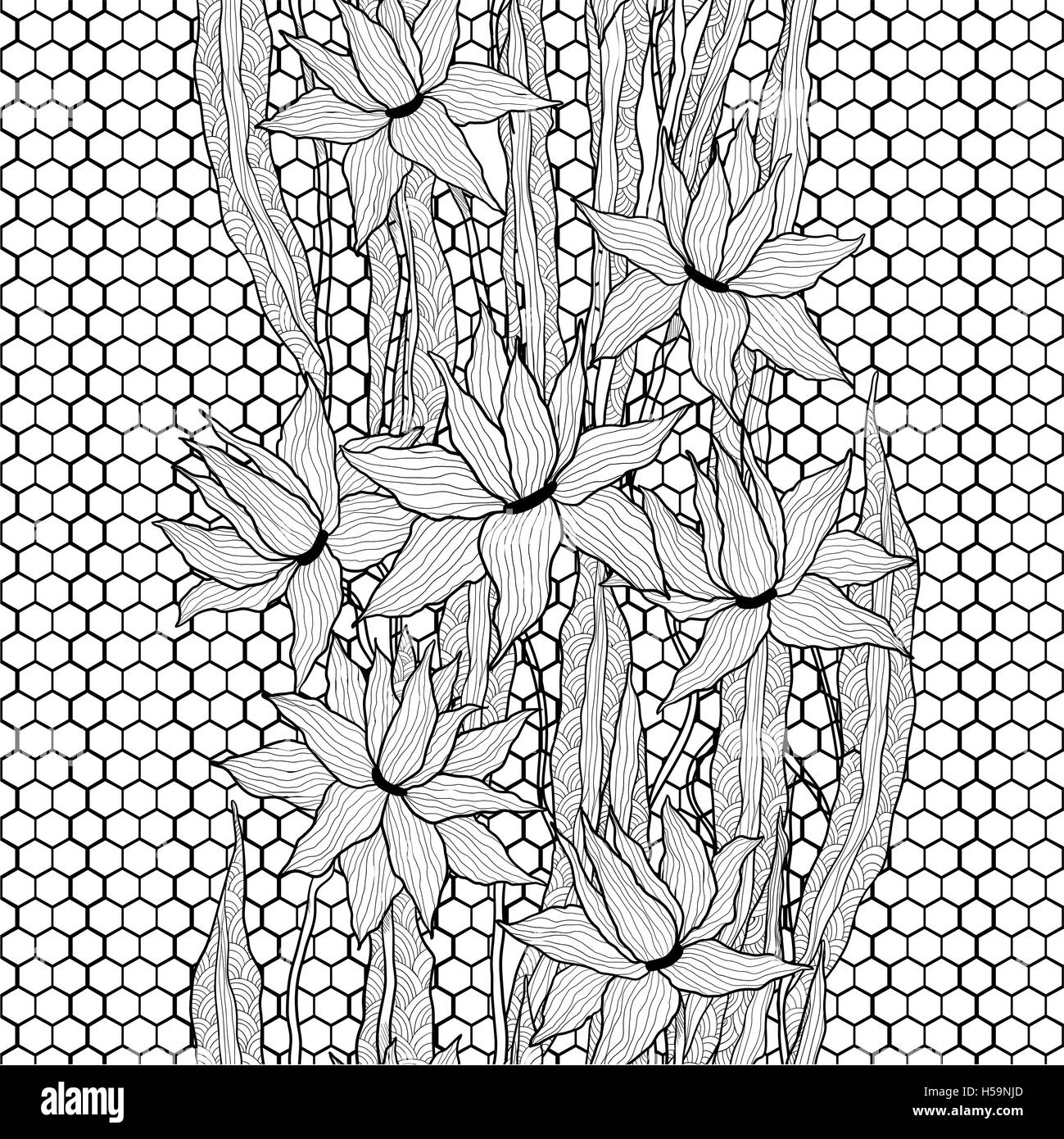 Motif floral vectoriel continu. Lys Royal avec fleurs feuilles ...