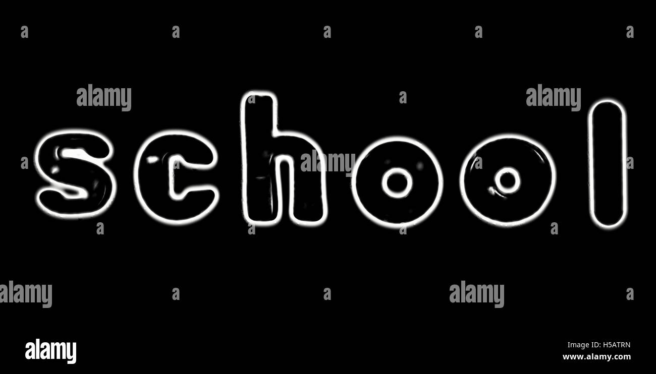 Lettres en plastique avec le mot School converties en noir et blanc ...