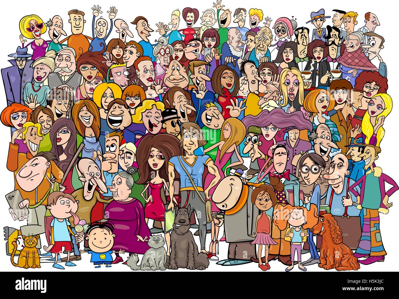 Grand groupe de jeunes Banque d'images vectorielles - Alamy