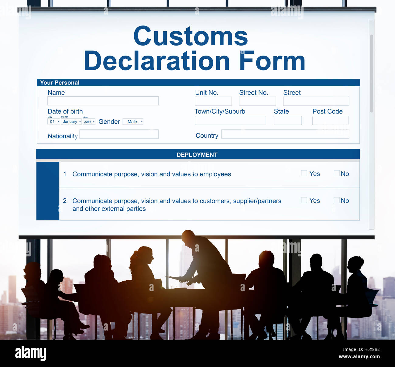 Formulaire de déclaration de douane de marchandises facture Concept de ...