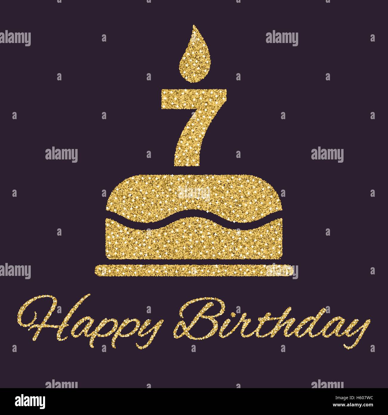 Le gâteau d'anniversaire avec des bougies en forme de numéro 7. Symbole ...