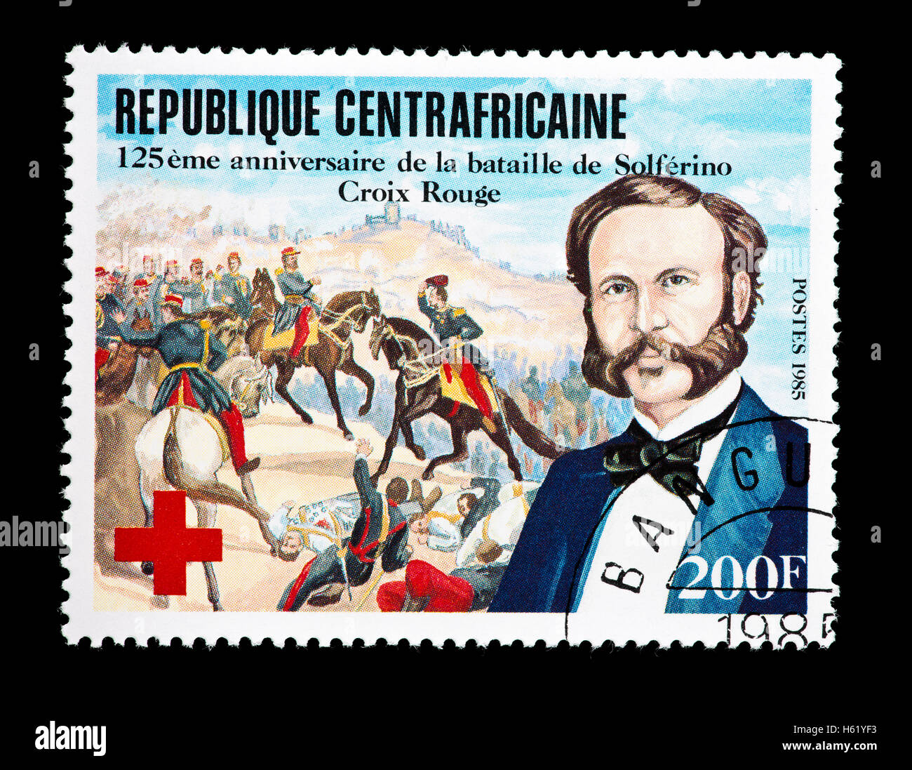 Timbre-poste de la République centrafricaine Représentant Henry Dunant ...