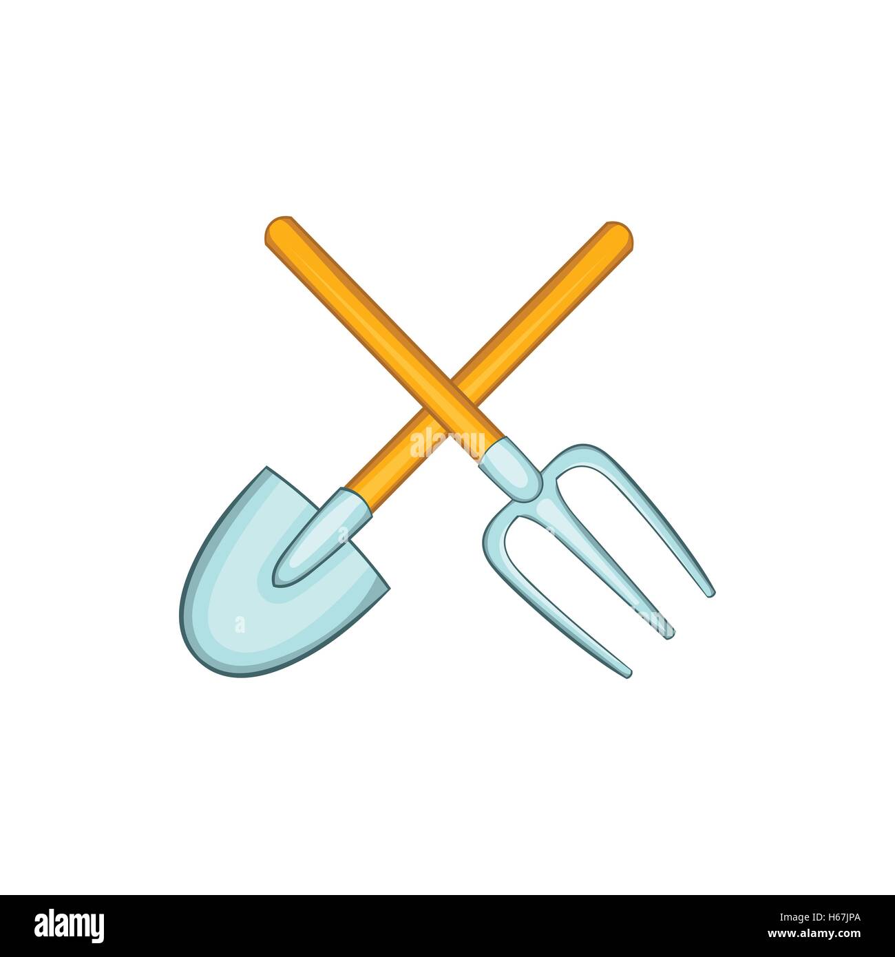 La fourche et la pelle, icône de style cartoon Image Vectorielle Stock ...