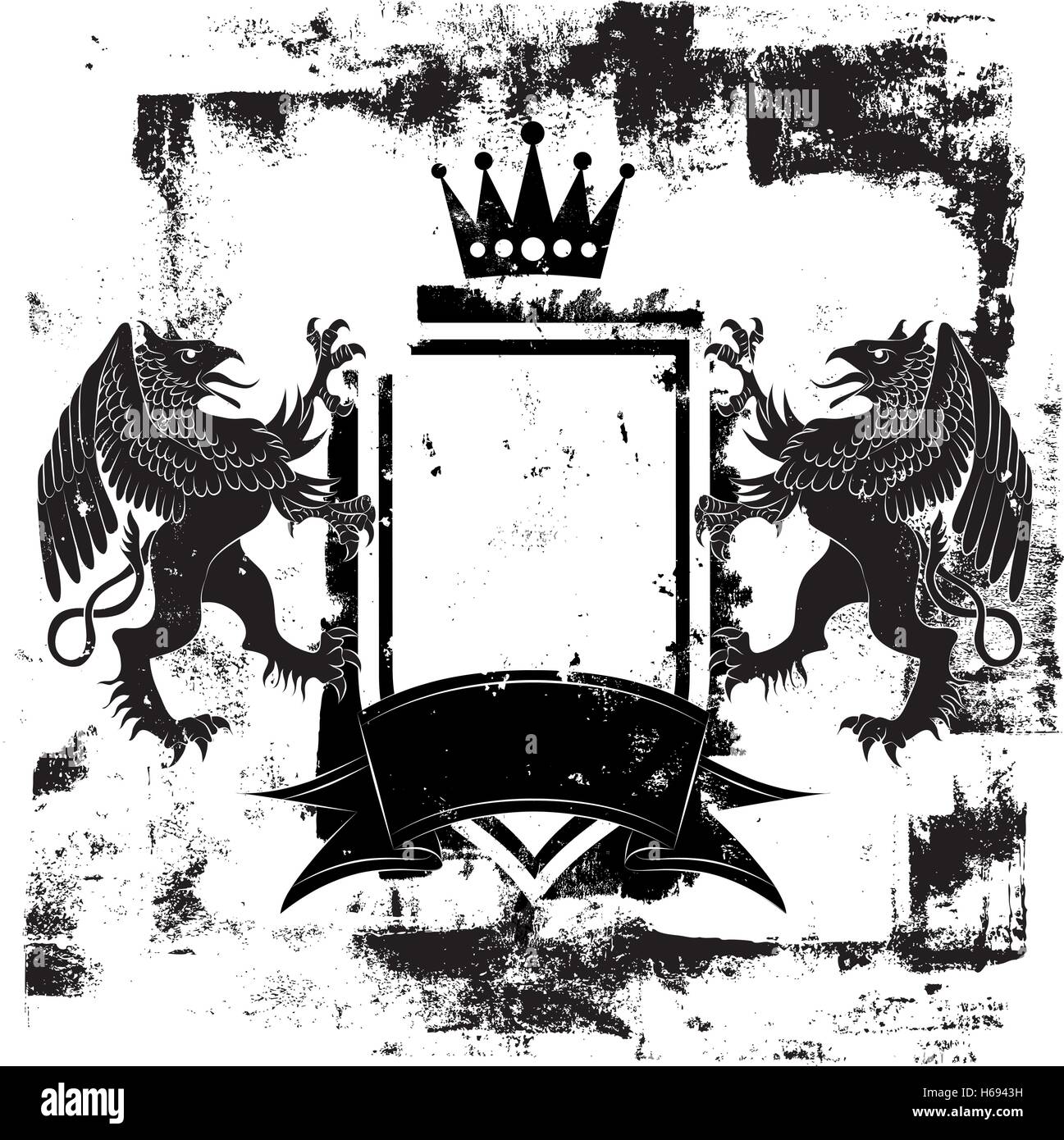 Armoiries de Griffin noir un blason avec une couronne, bouclier ...