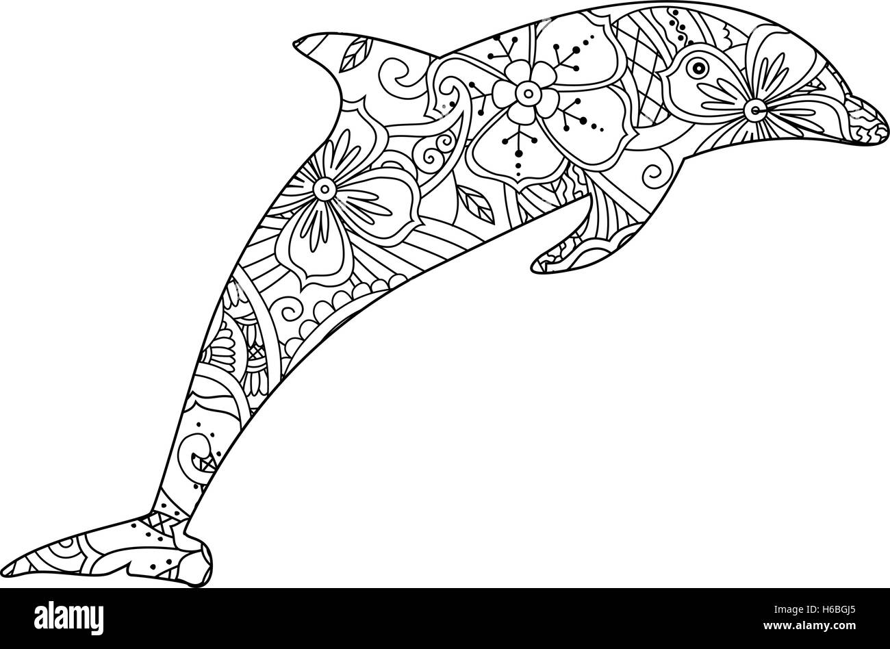 Page Du Livre De Coloriage Dauphin Banque De Photographies Et Dimages