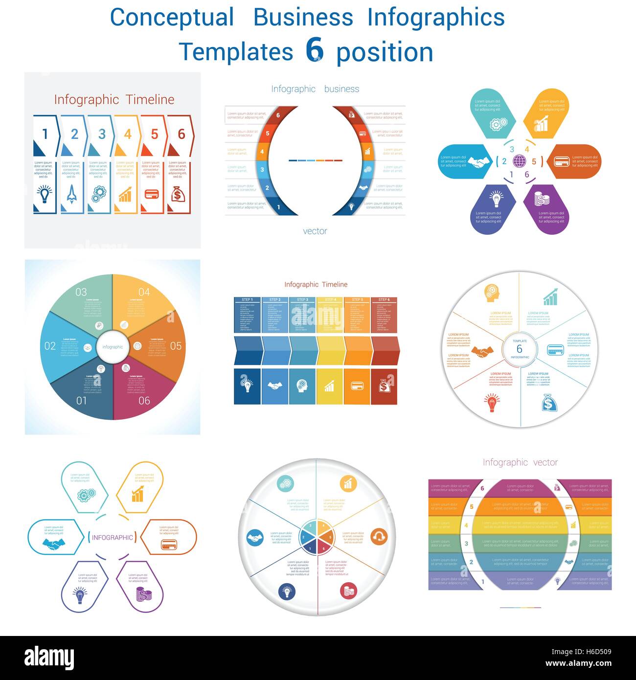 Modèles de processus cyclique conceptuel d'infographies pour six postes ...