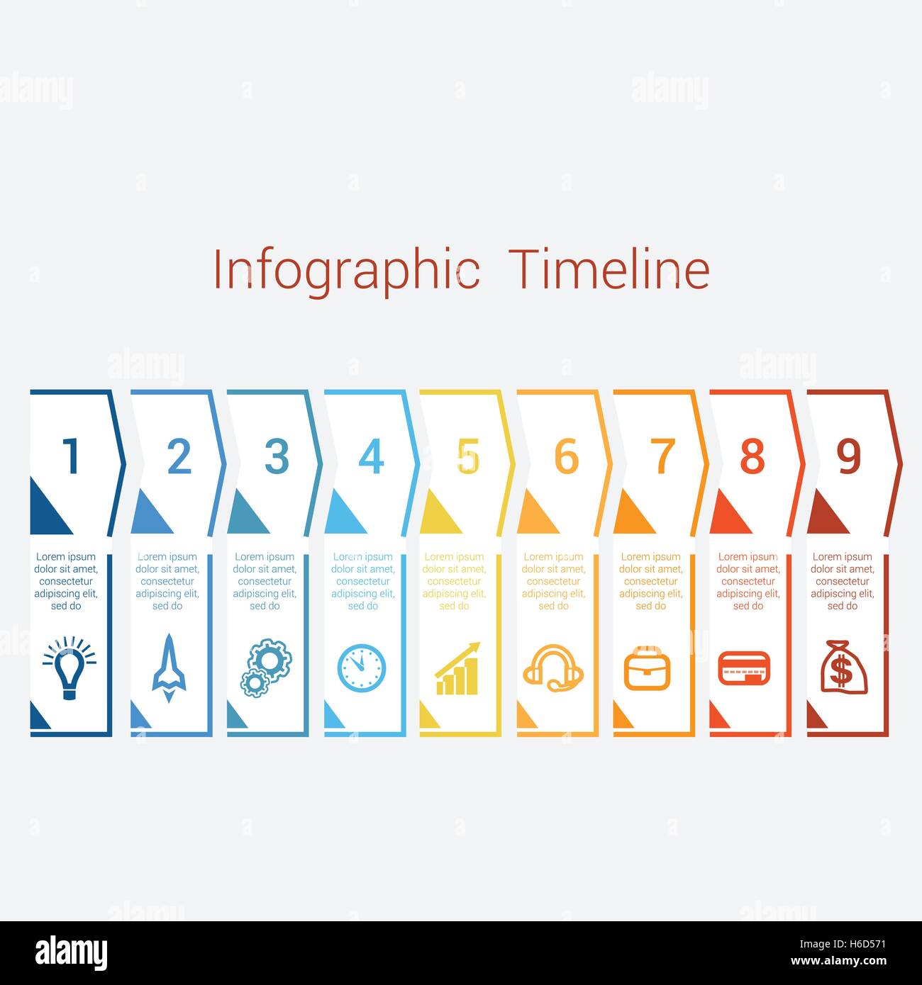 Infographie Timeline flèches colorées de lignes. L'entreprise graphique ...