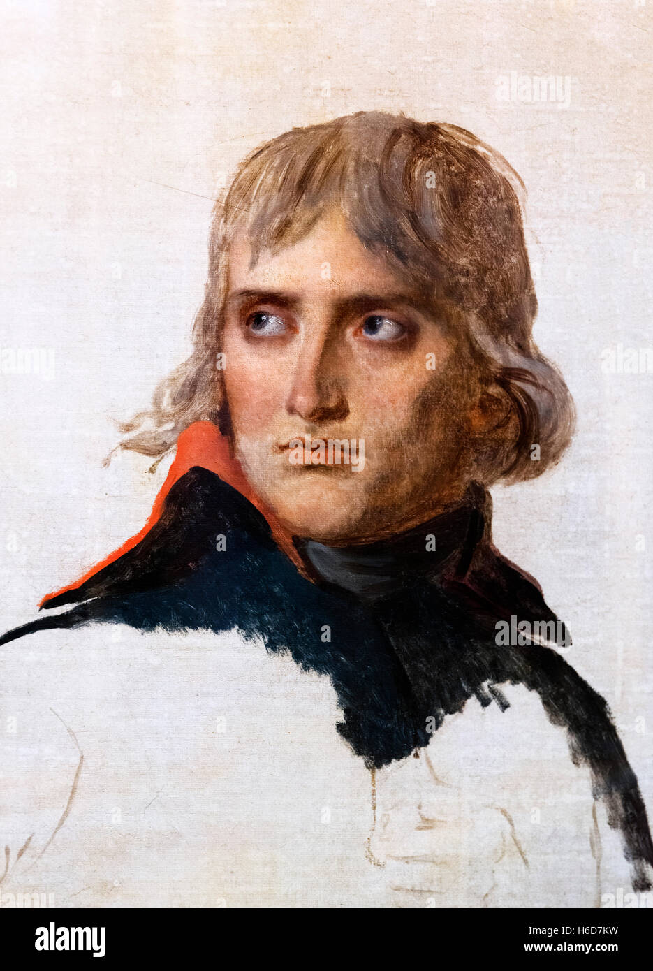Portrait inachevé de Bonaparte par Jacques Louis David, huile sur toile ...