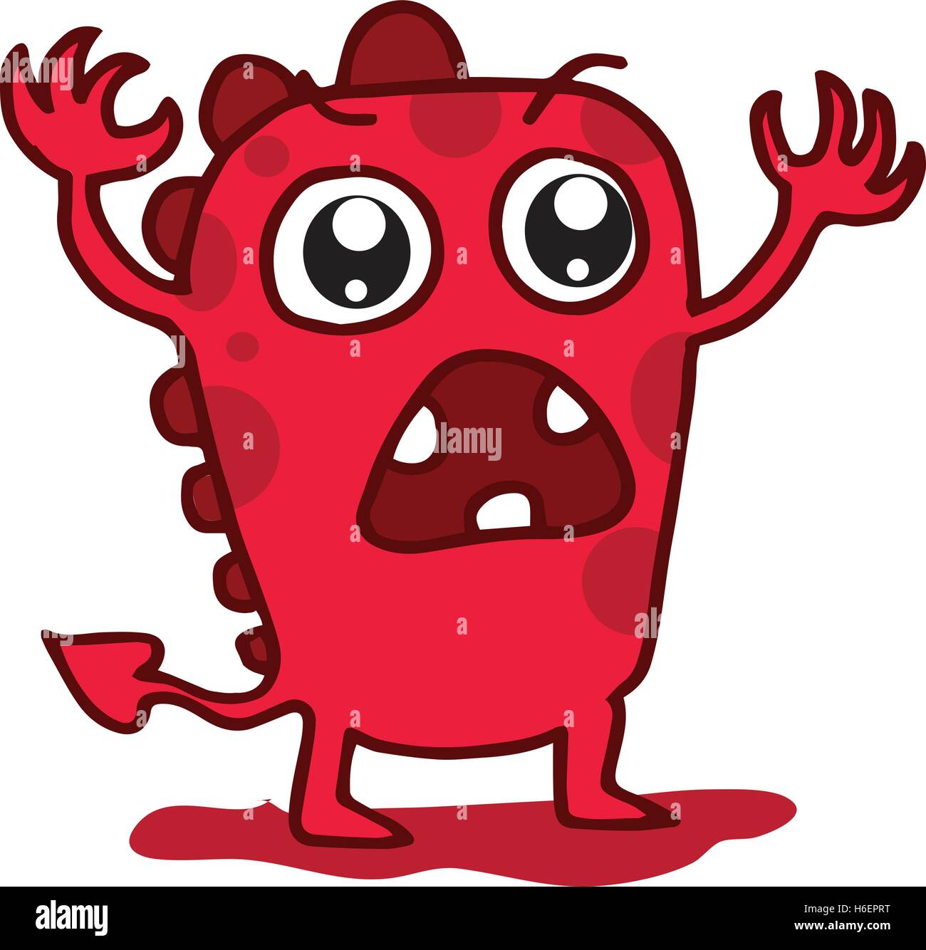 Funny Cartoon monstre rouge T-shirt design vector illustration Image ...