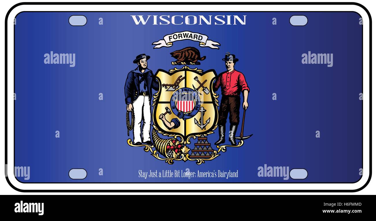 La plaque d'immatriculation de l'état du Wisconsin aux couleurs de l ...