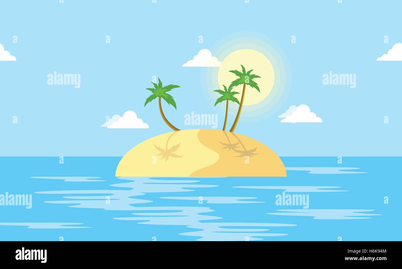 Paysages de l'île avec palm cartoon vector illustration Image ...