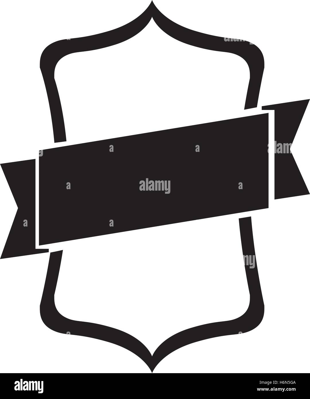 Silhouette noire blason héraldique avec label vector illustration Image ...