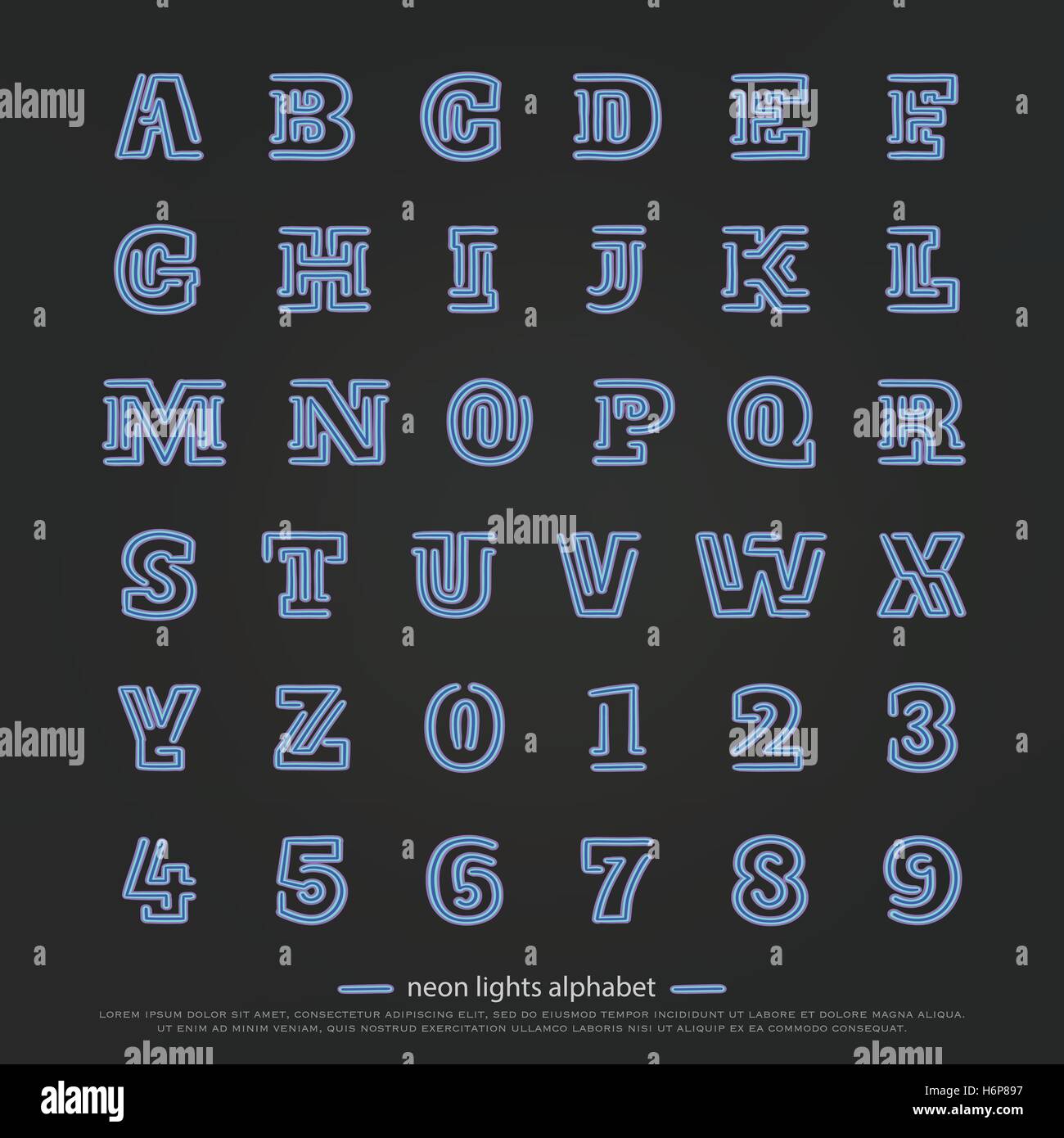 Style rétro lettres Alphabet et Chiffres isolé sur fond noir. vector ...