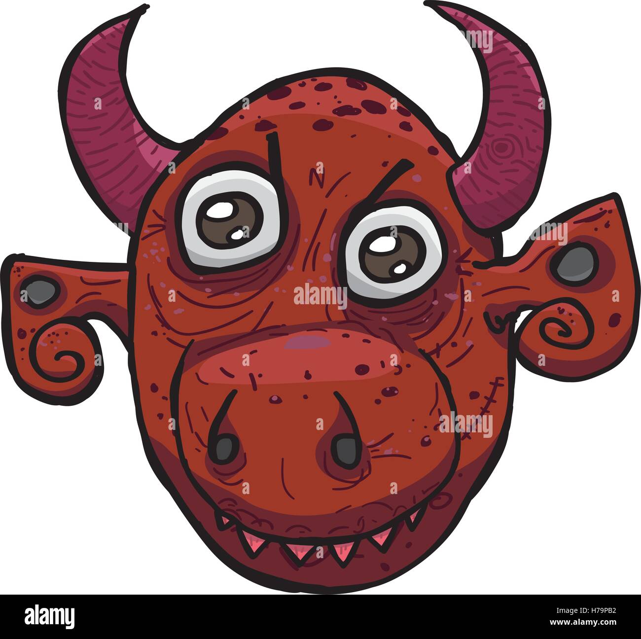 Devil / tête de démon. Hand drawn vector illustration / clipart. Isolé ...