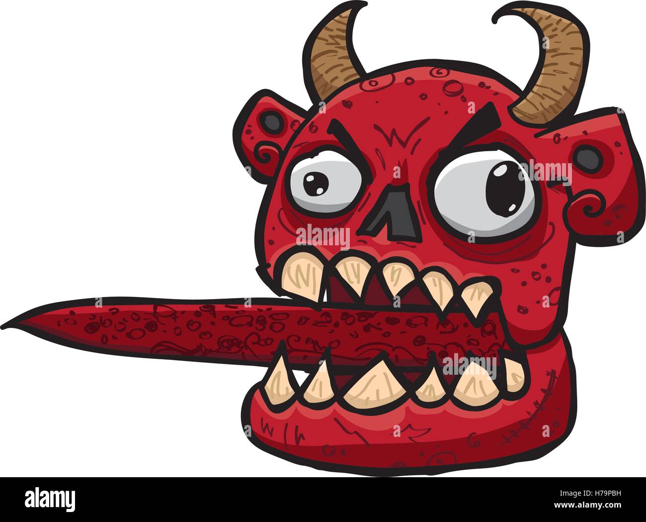 Devil / tête de démon. Hand drawn vector illustration / clipart. Isolé ...