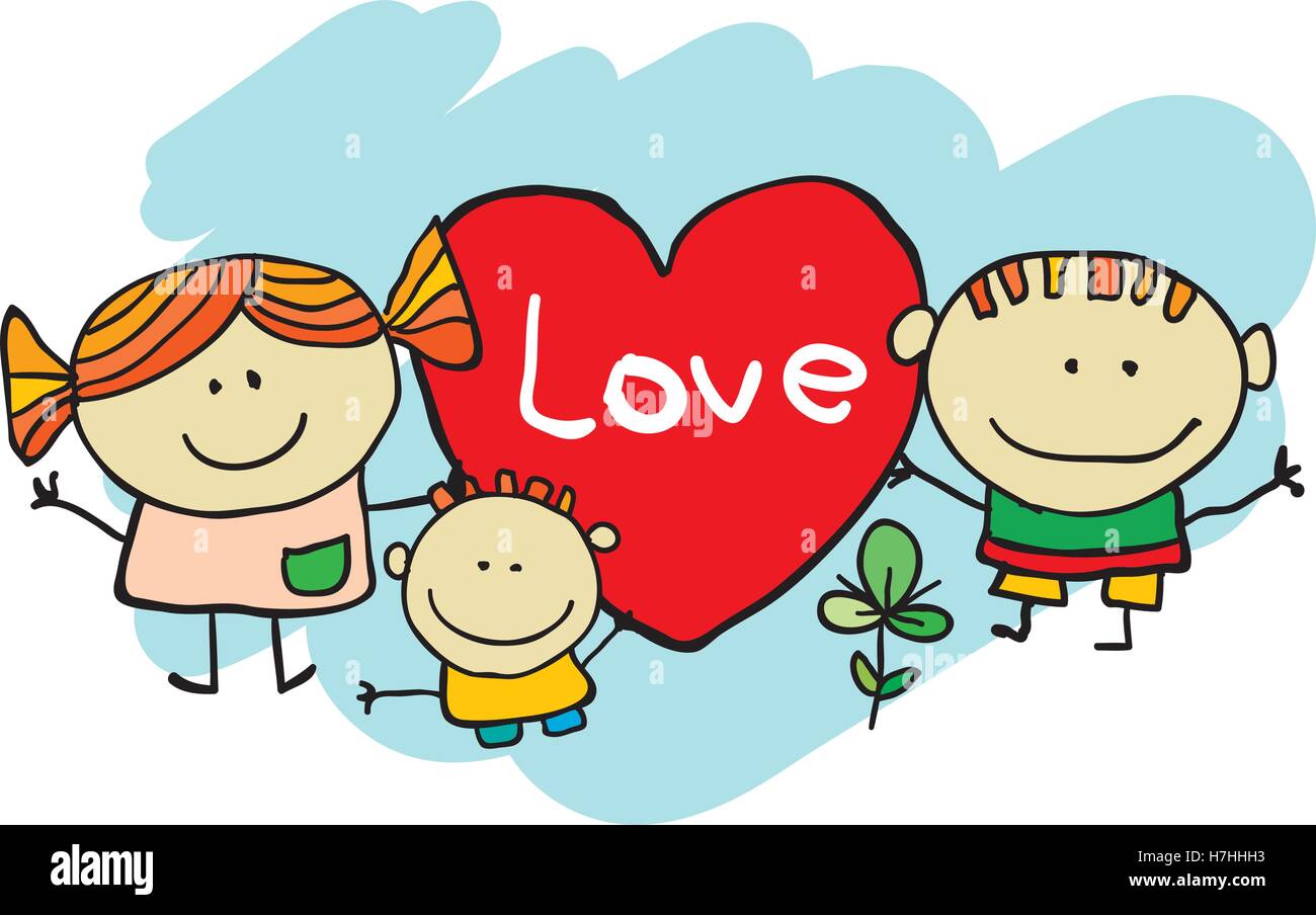 Cute cartoon kids. Hand drawn cartoon enfants Image Vectorielle Stock ...