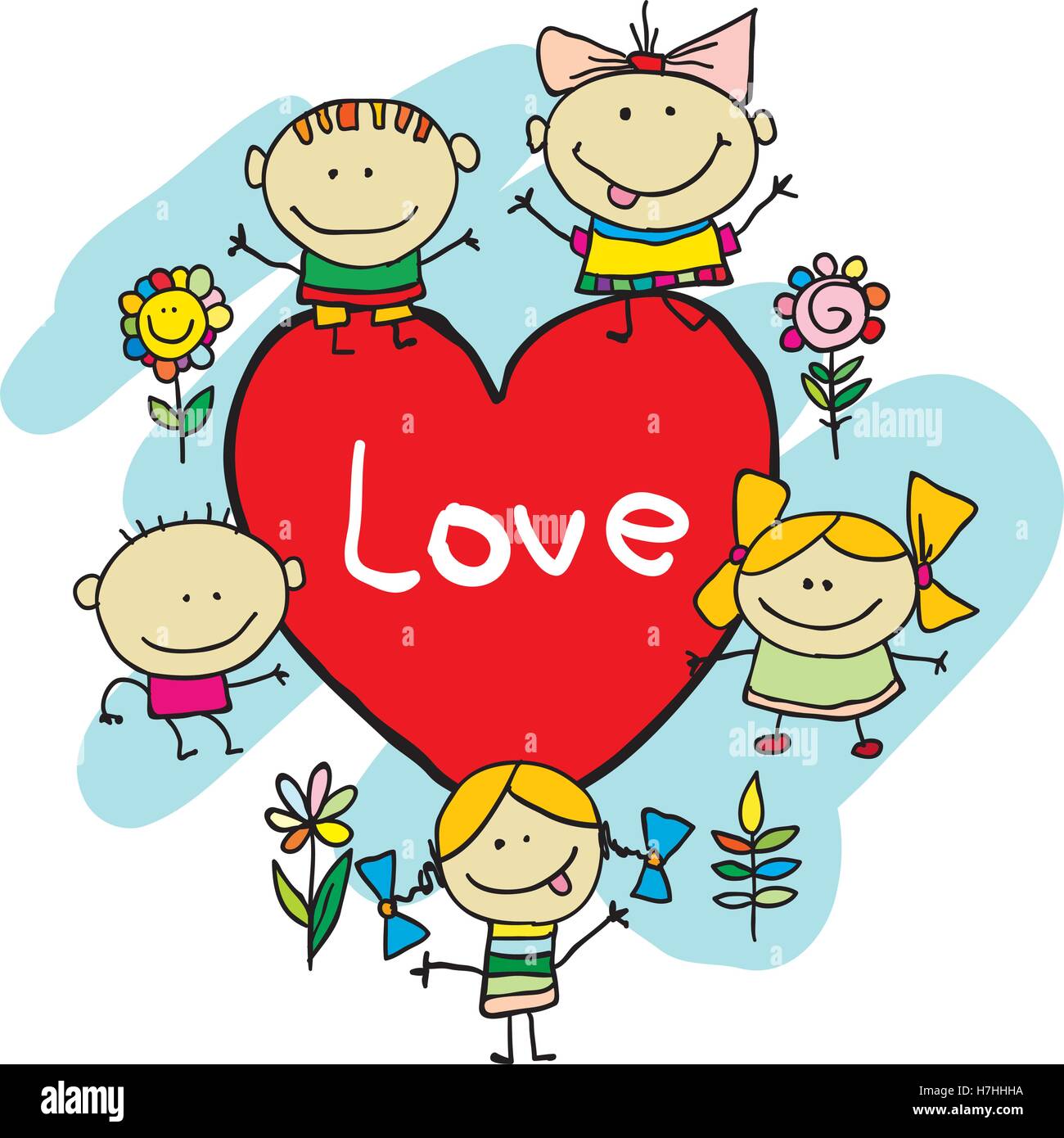 Cute cartoon kids. Hand drawn cartoon enfants Image Vectorielle Stock ...