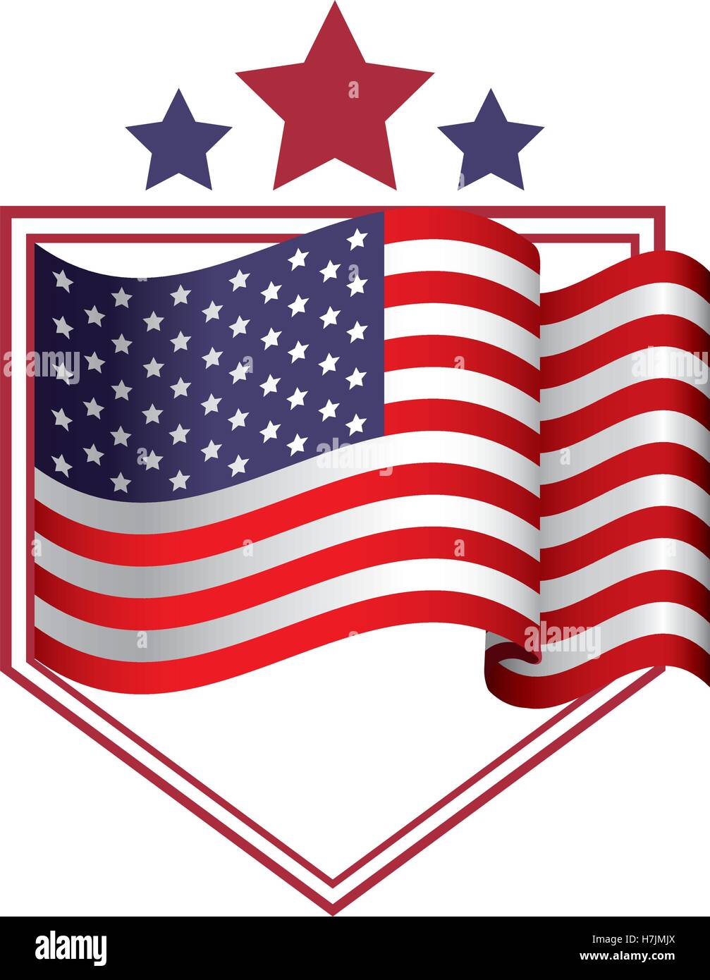 Avec badge drapeau usa couleurs sur fond blanc. vector illustration ...