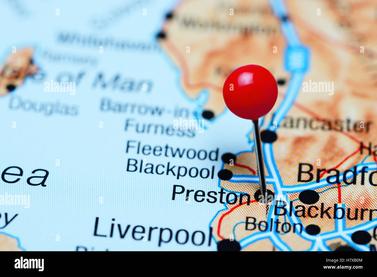 Preston sur une carte Banque de photographies et d’images à haute ...