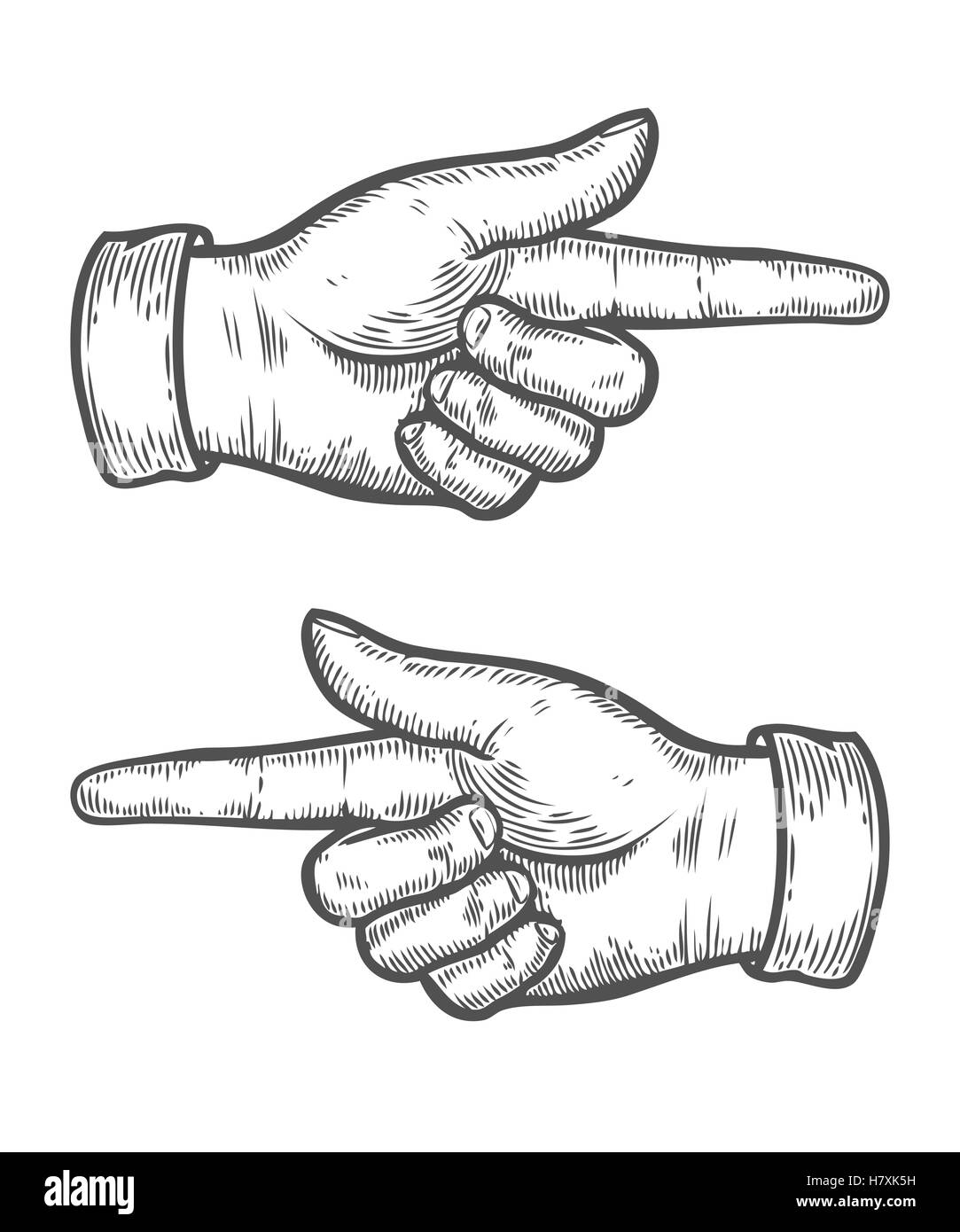 Vintage pointing finger vector illustration Banque de photographies et ...