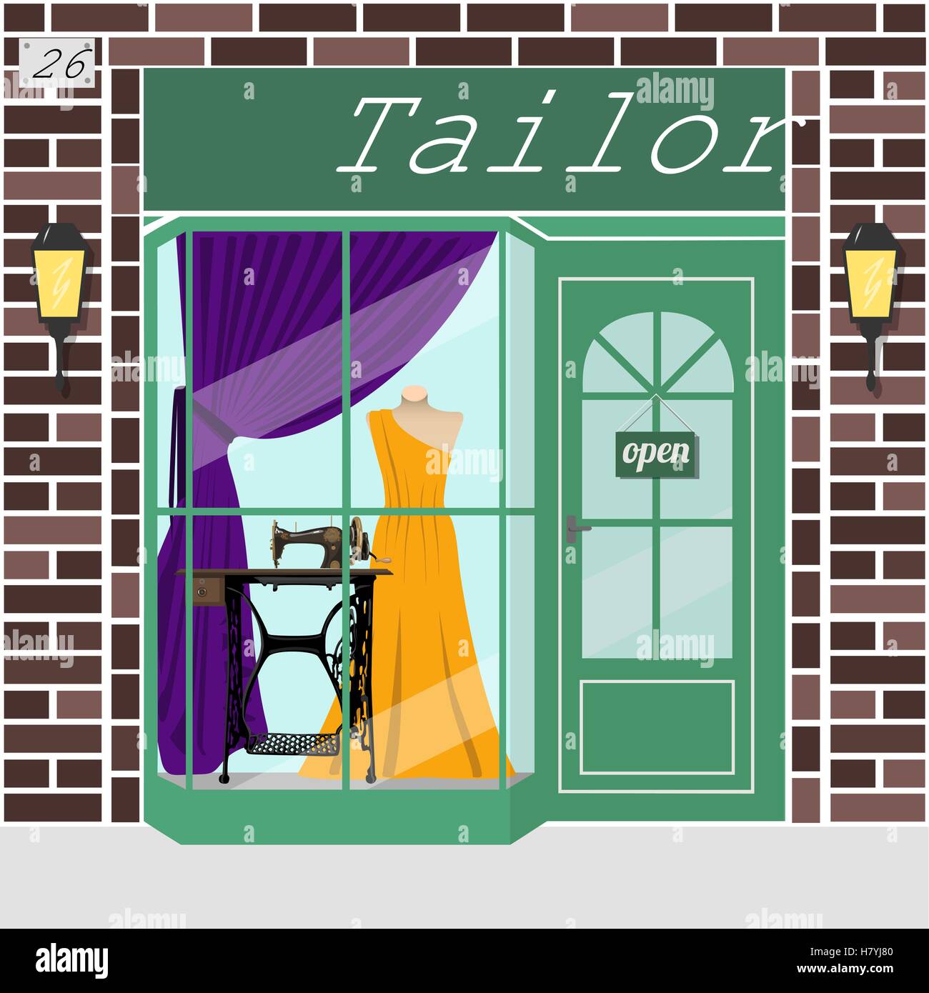 Tailor shop window Banque d'images vectorielles - Alamy