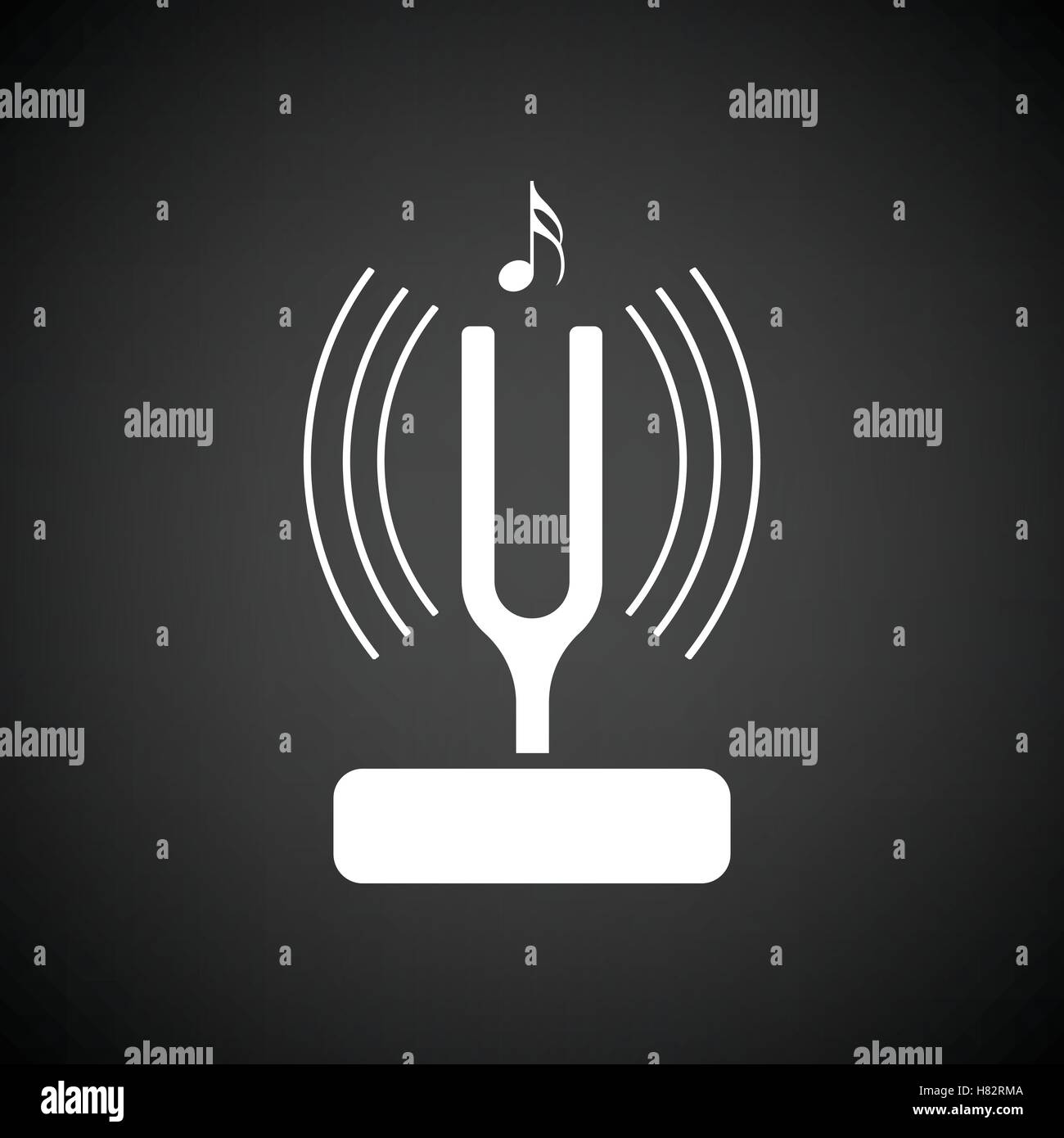 L'icône de diapason. Fond noir avec blanc. Vector illustration Image ...