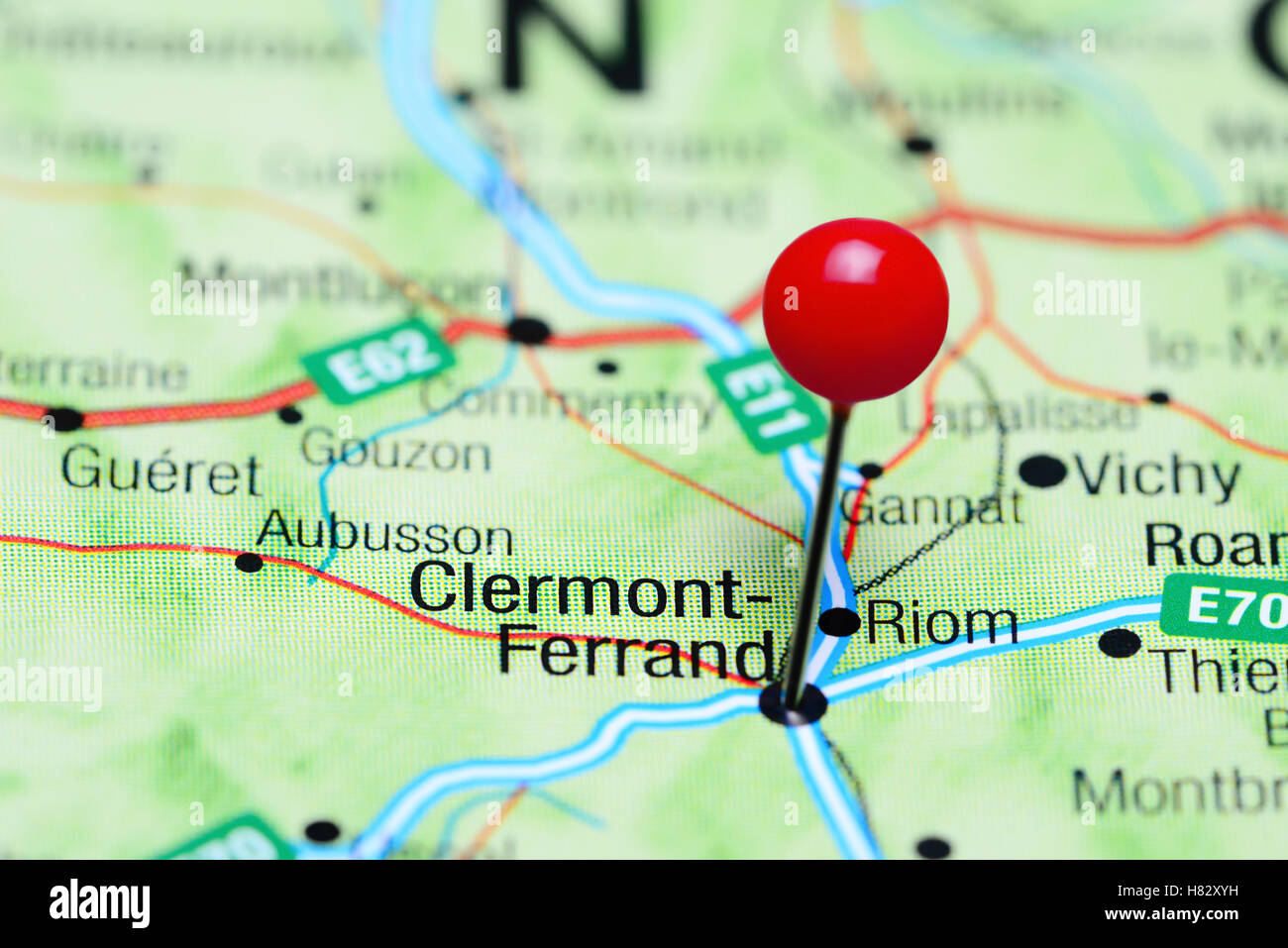 Clermont-Ferrand coincé sur une carte de France Photo Stock - Alamy