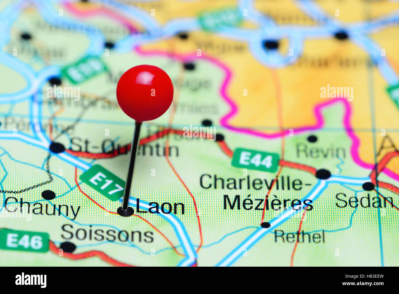 Laon sur une carte de France Photo Stock - Alamy