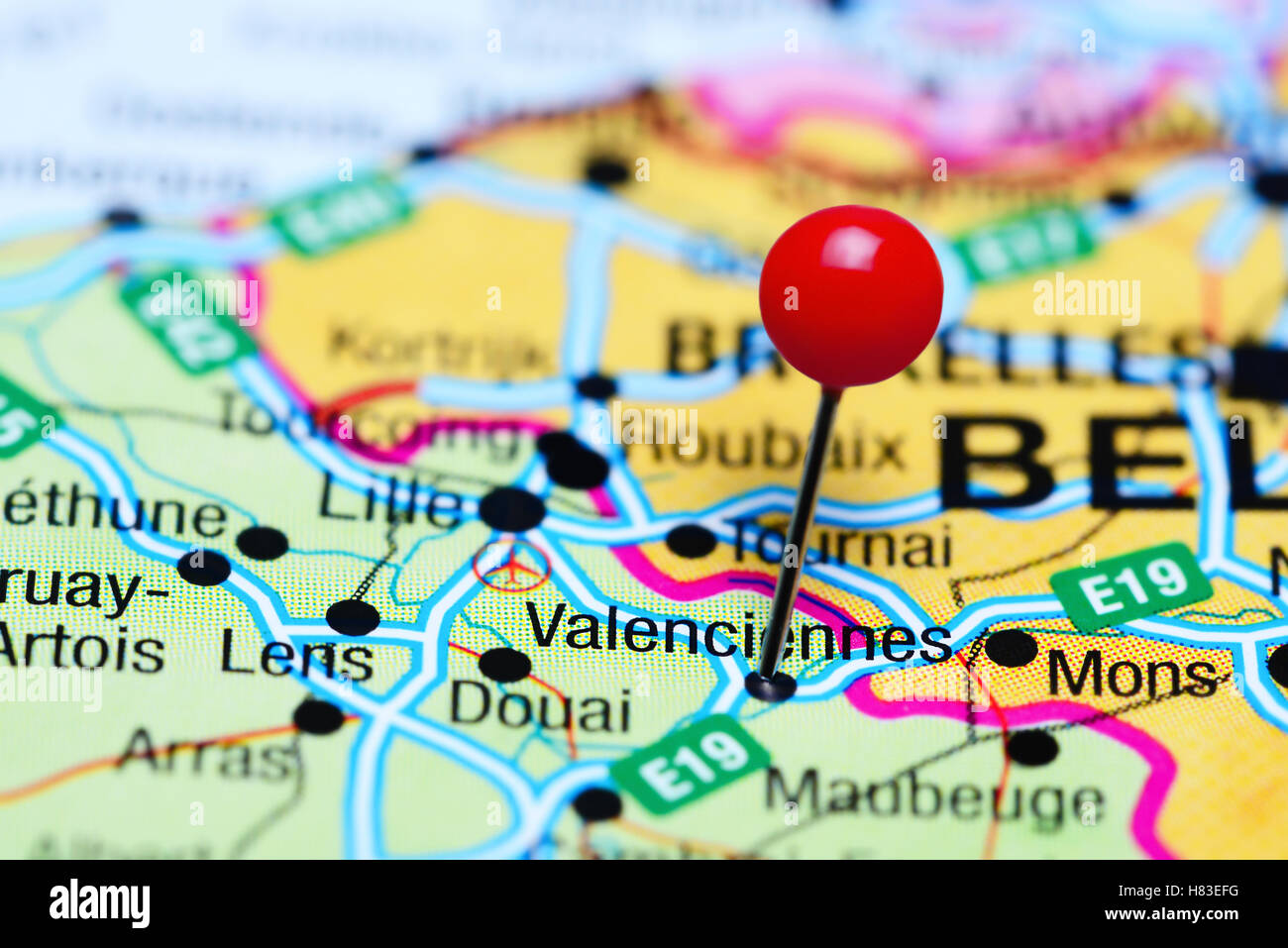 Valenciennes sur une carte Banque de photographies et d’images à haute ...