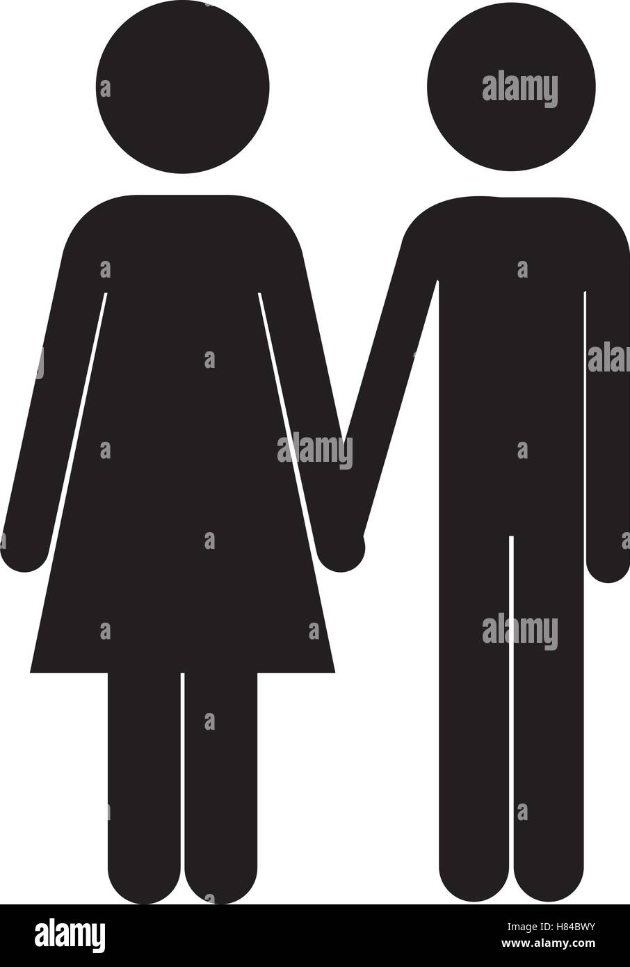 Silhouette de couple holding hands icône sur fond blanc. Le pictogramme ...