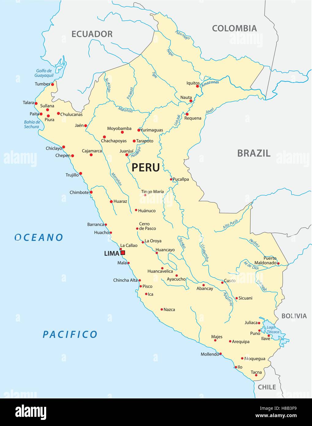 carte du Pérou Image Vectorielle Stock - Alamy