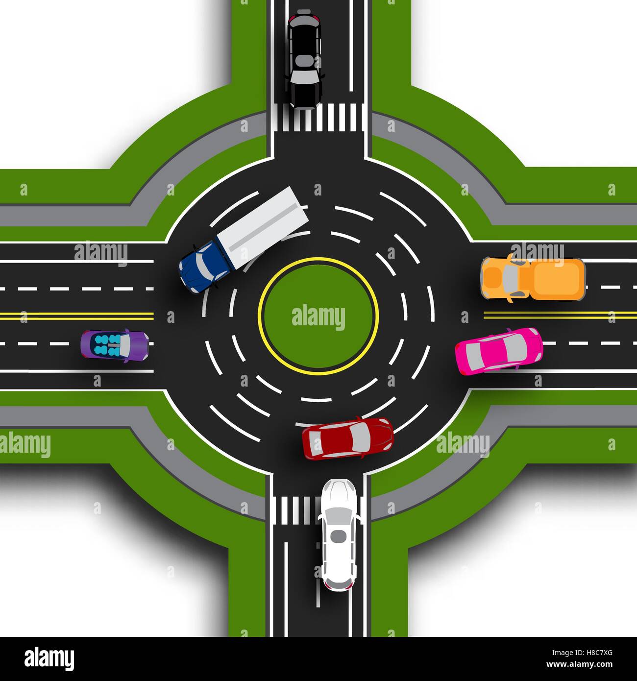 Road l'infographie. Top View 3d. L'échange de la route, les ronds ...