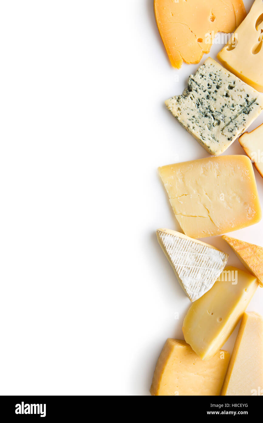 Différents types de fromages isolé sur fond blanc Photo Stock - Alamy