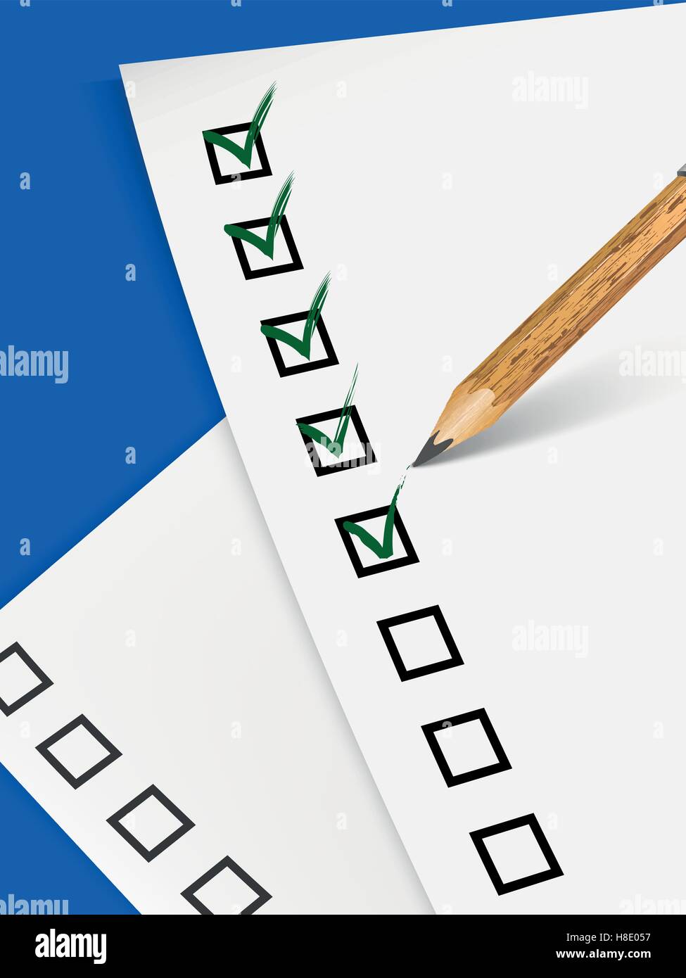 Remplir le questionnaire au crayon sur papier blanc - vector ...