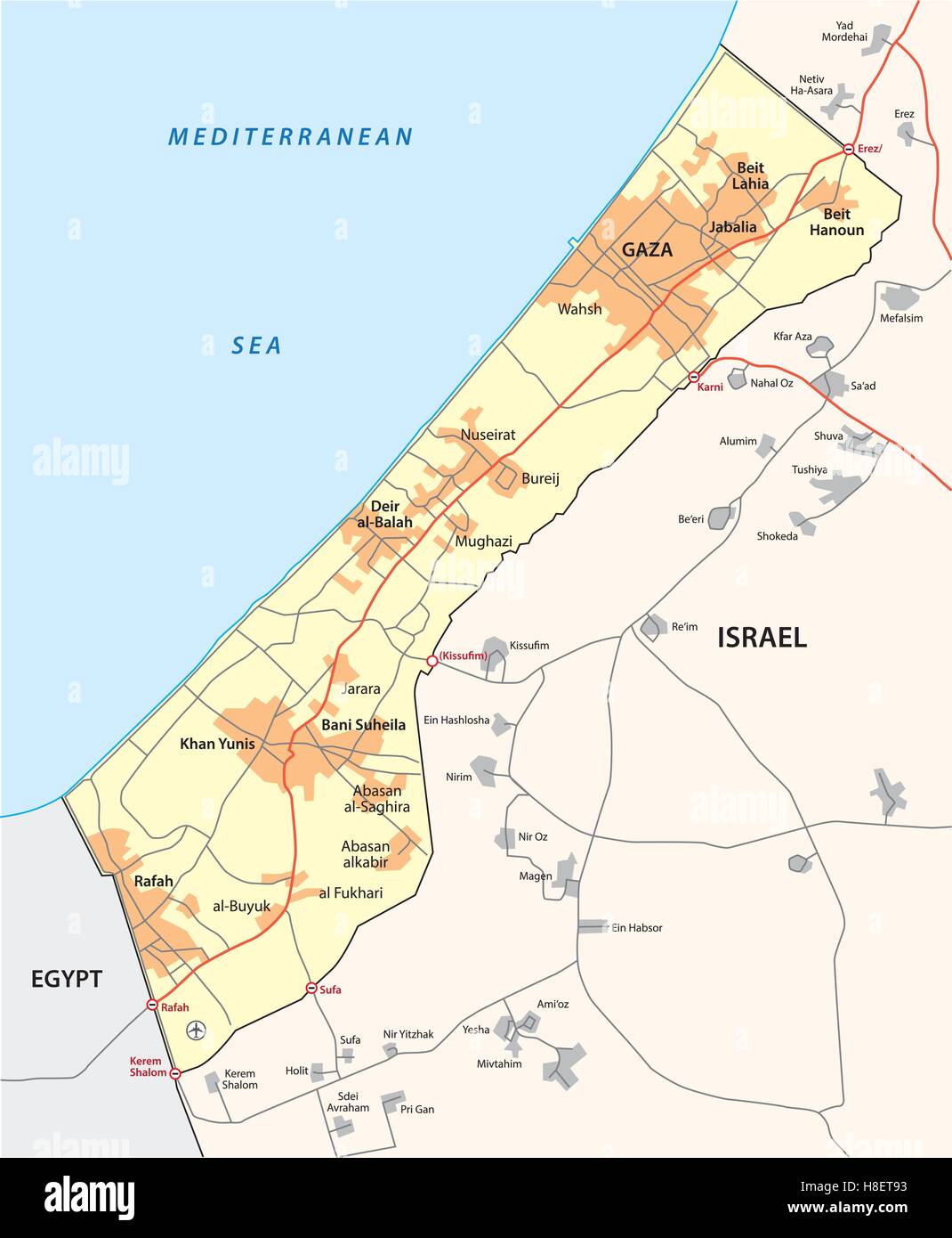 Gaza strip map Banque de photographies et d’images à haute résolution ...