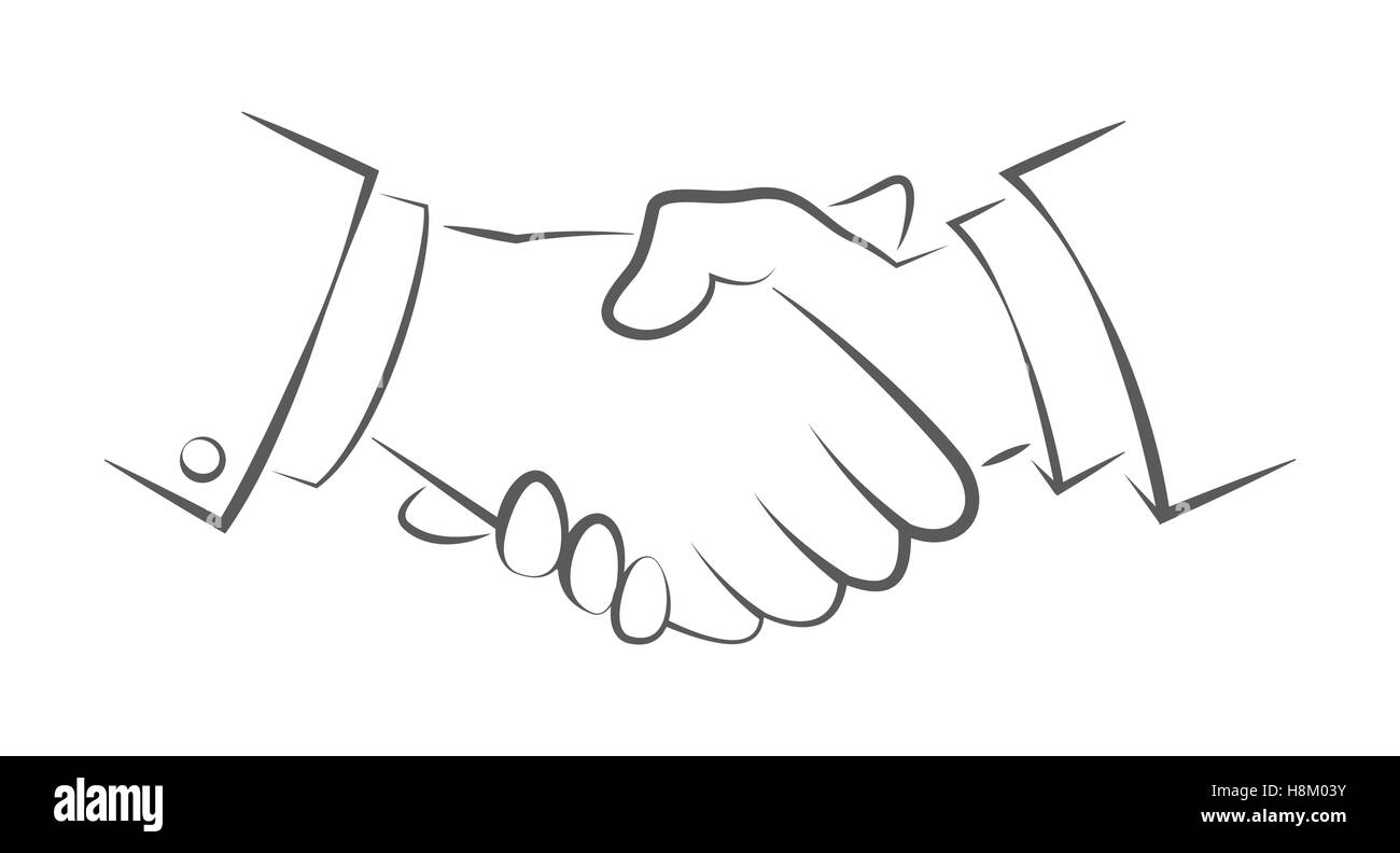 Poignée de main. Vector Illustration gris sur fond blanc Image ...