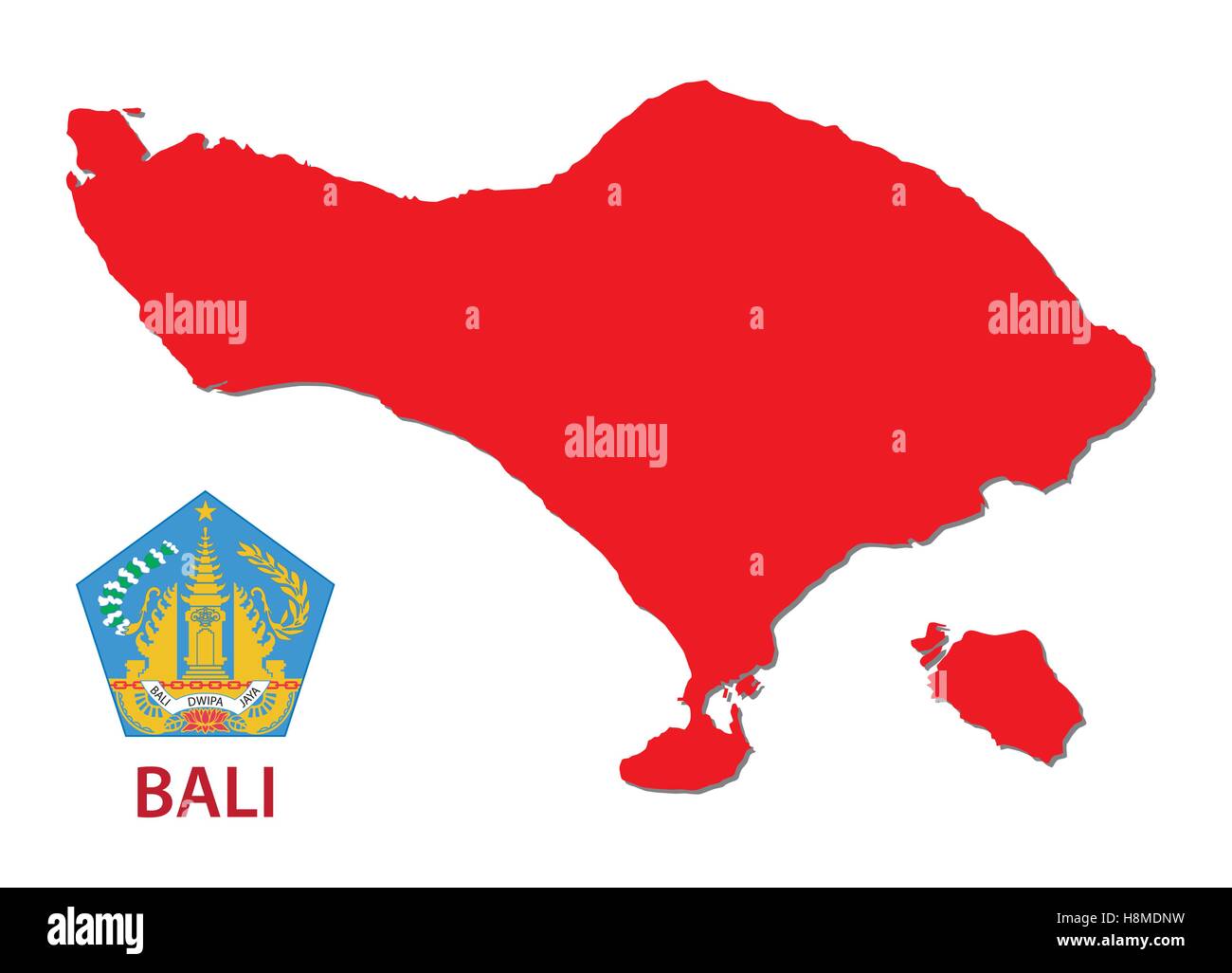 Carte de bali avec emblème Image Vectorielle Stock - Alamy