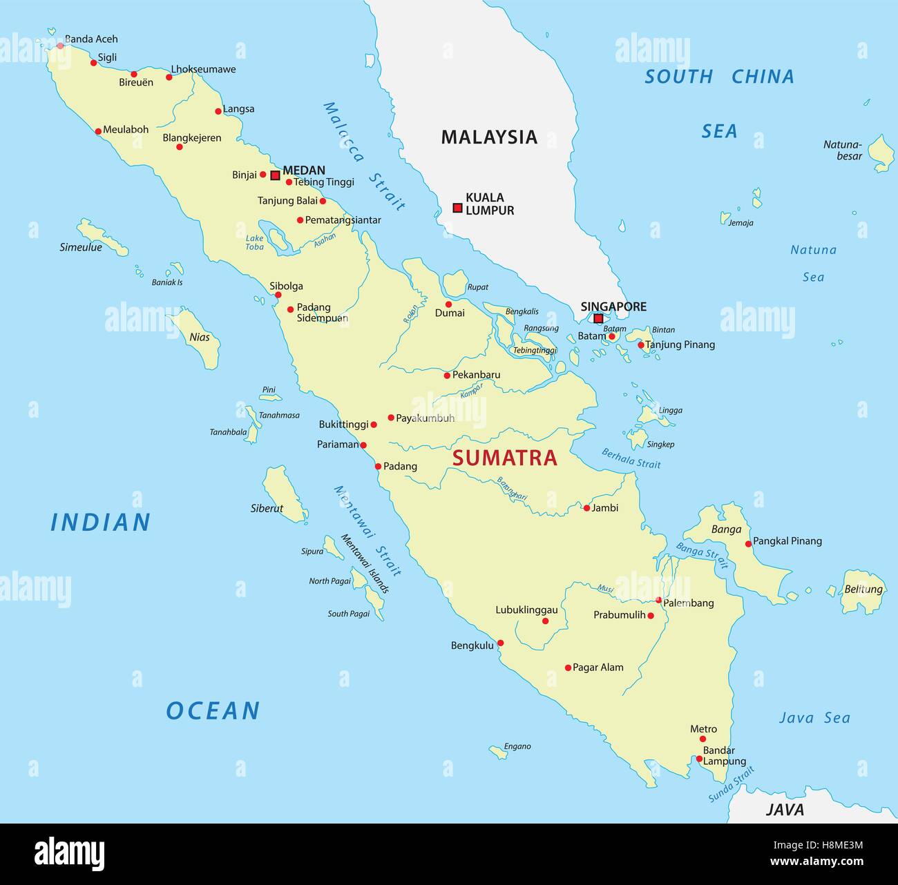carte de Sumatra Image Vectorielle Stock - Alamy