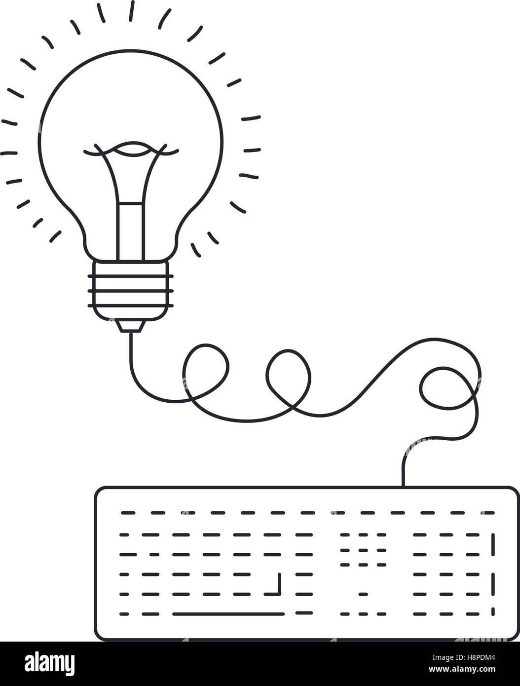 Ampoule et l'icône dessin du clavier. Grande idée créativité ...