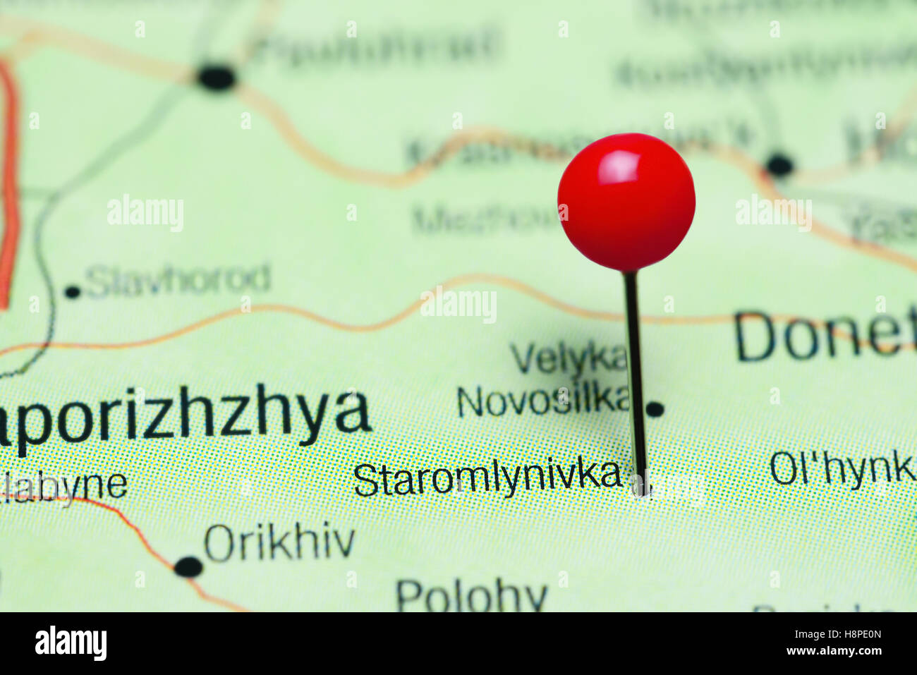 Staromlynivka épinglée sur une carte de l'Ukraine Photo Stock - Alamy