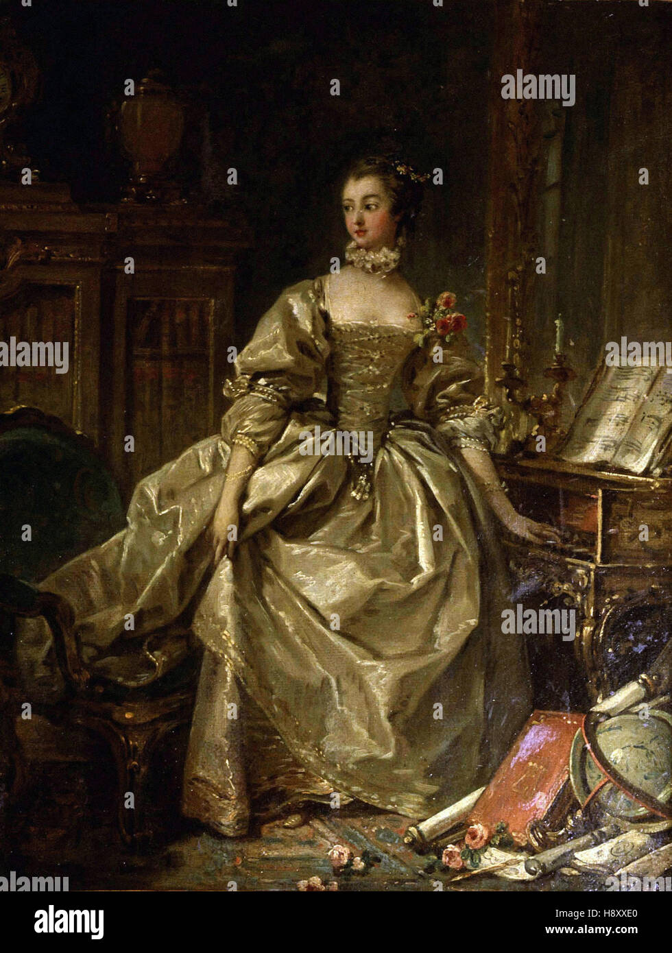 François Boucher - Portrait de la marquise de Pompadour Photo Stock - Alamy