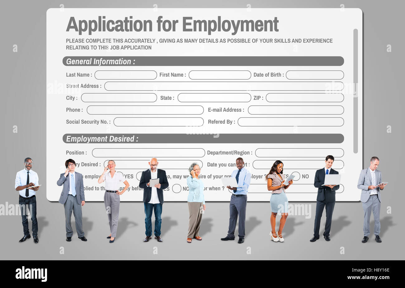 Formulaire de demande d'emploi Job Concept Photo Stock - Alamy