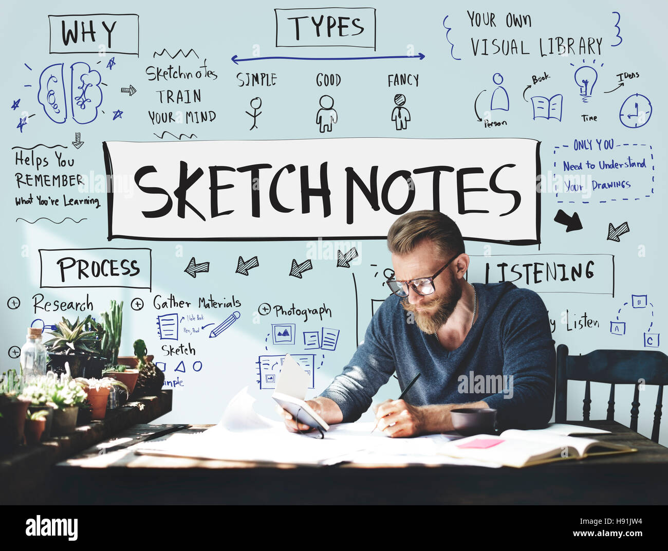 Notes croquis dessin créatif Concept graphique Design Photo Stock - Alamy
