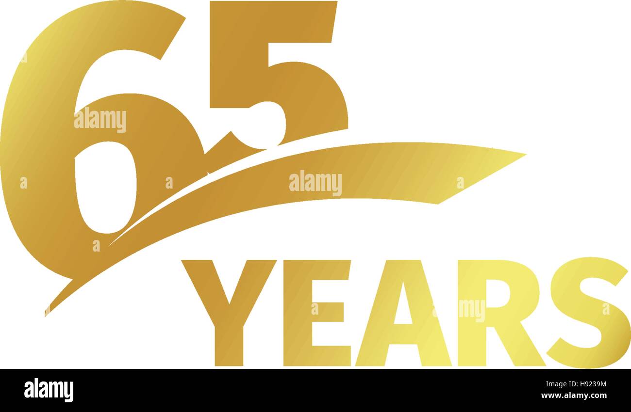 Résumé isolés golden 65e anniversaire logo sur fond blanc. Numéro 65 ...