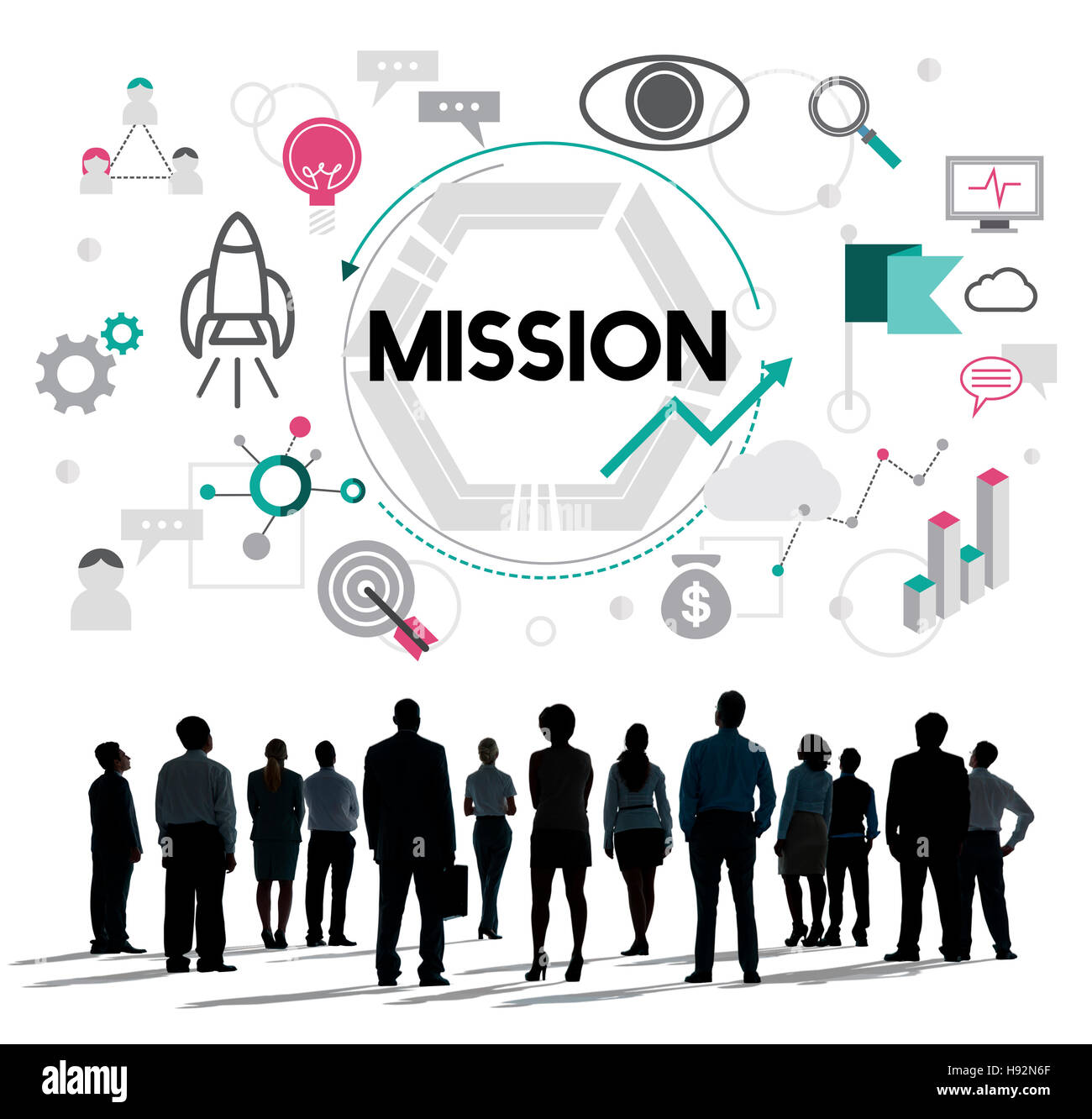 Mission Vision cible de l'objectif de Motivation Concept Photo Stock ...